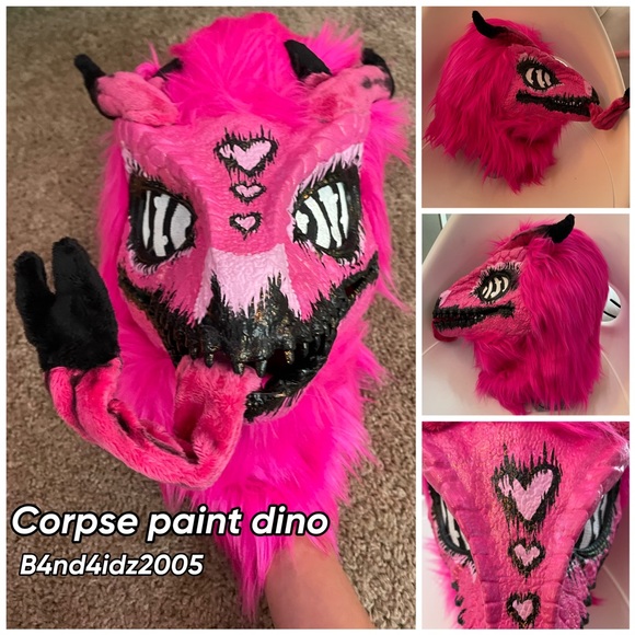 Other | Corpse Paint Pink Dino Mask Fursuit Furry Partial | Poshmark